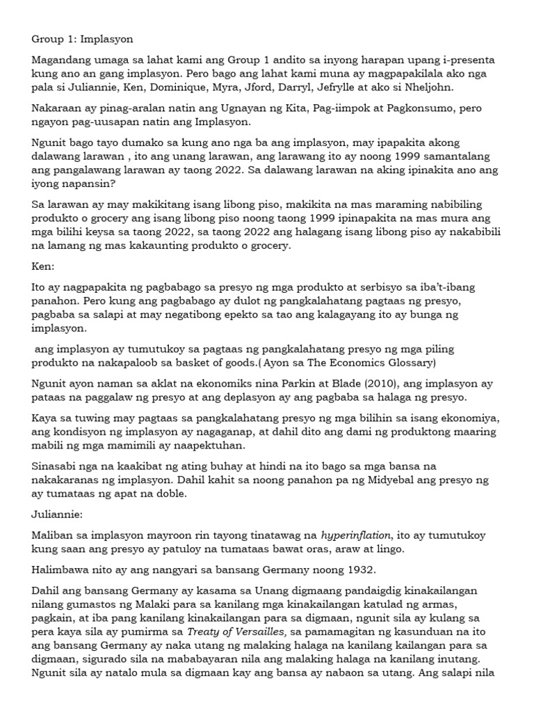 Implasyon Script | PDF