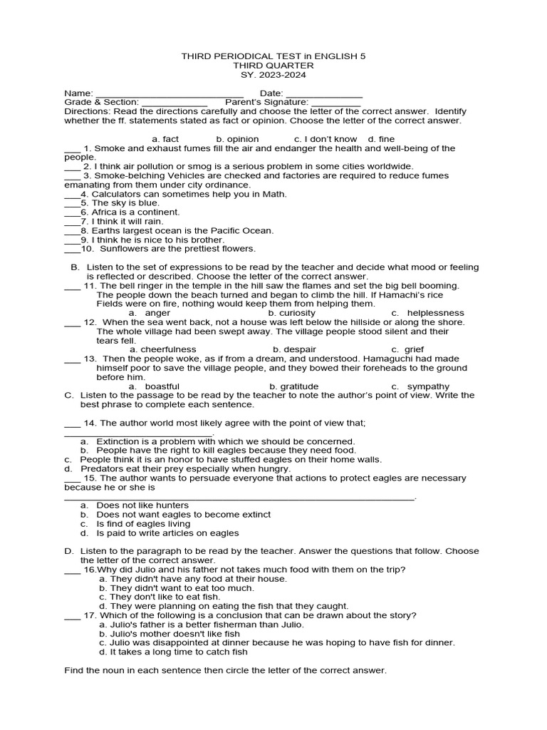 Third Periodical Test | PDF