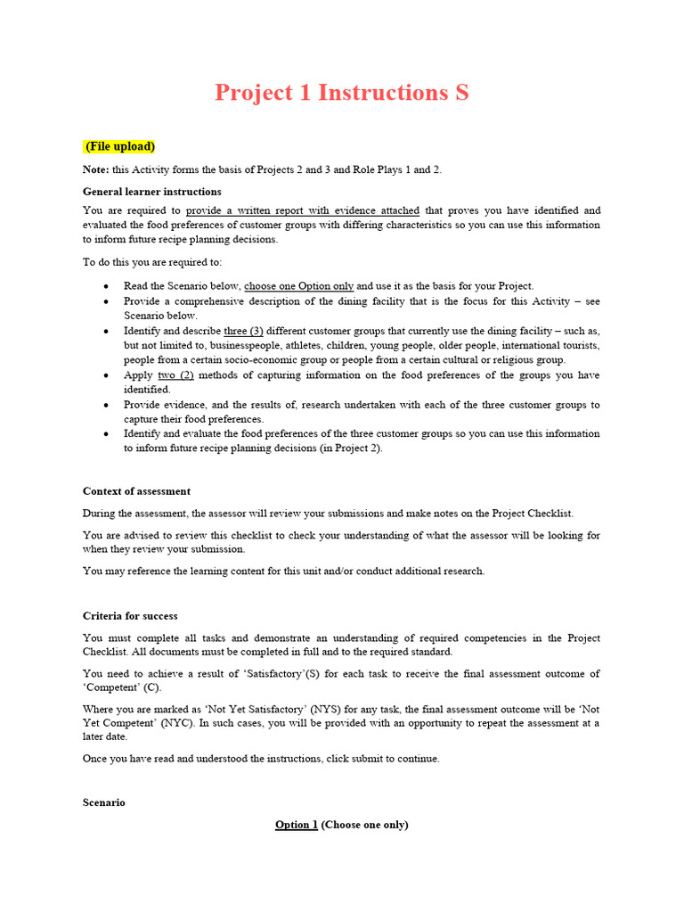 SITHKOP010 Project 1 - FINAL | Download Free PDF | Menu | Restaurants