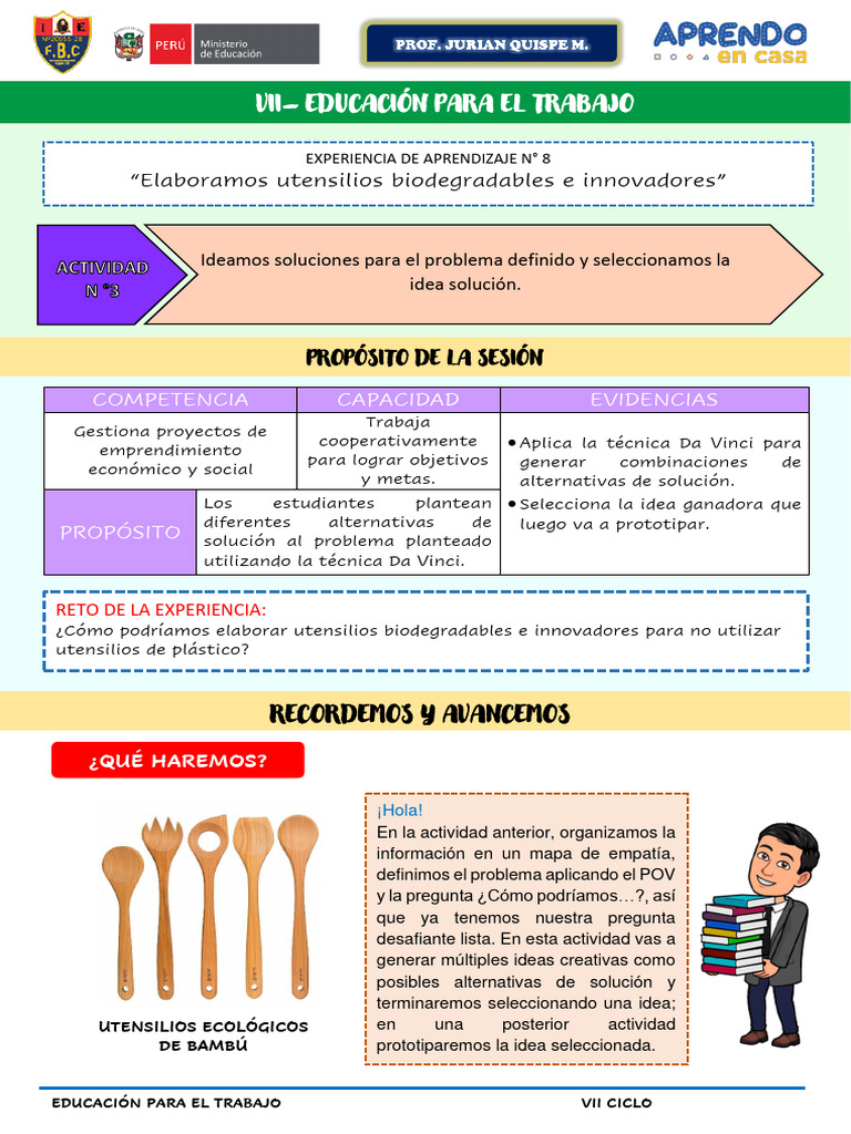 Viii Experiencia De Aprendizaje Act 3 3 Y 4 Grado Pdf