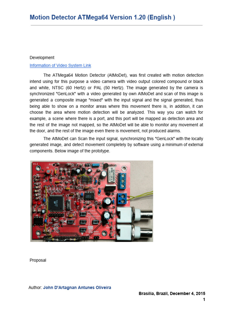 Motion Dectector ATMega64 V1.20 English | PDF | Video | Legal Liability