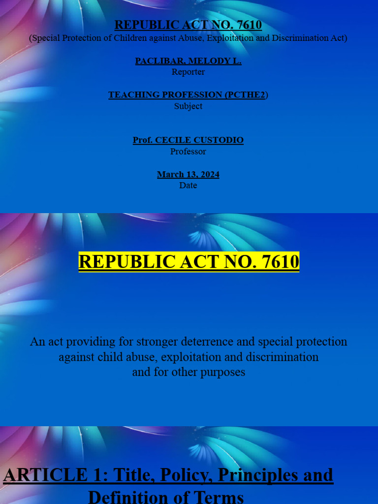 Special Protection for Children Act | PDF | Child Abuse | Detention ...