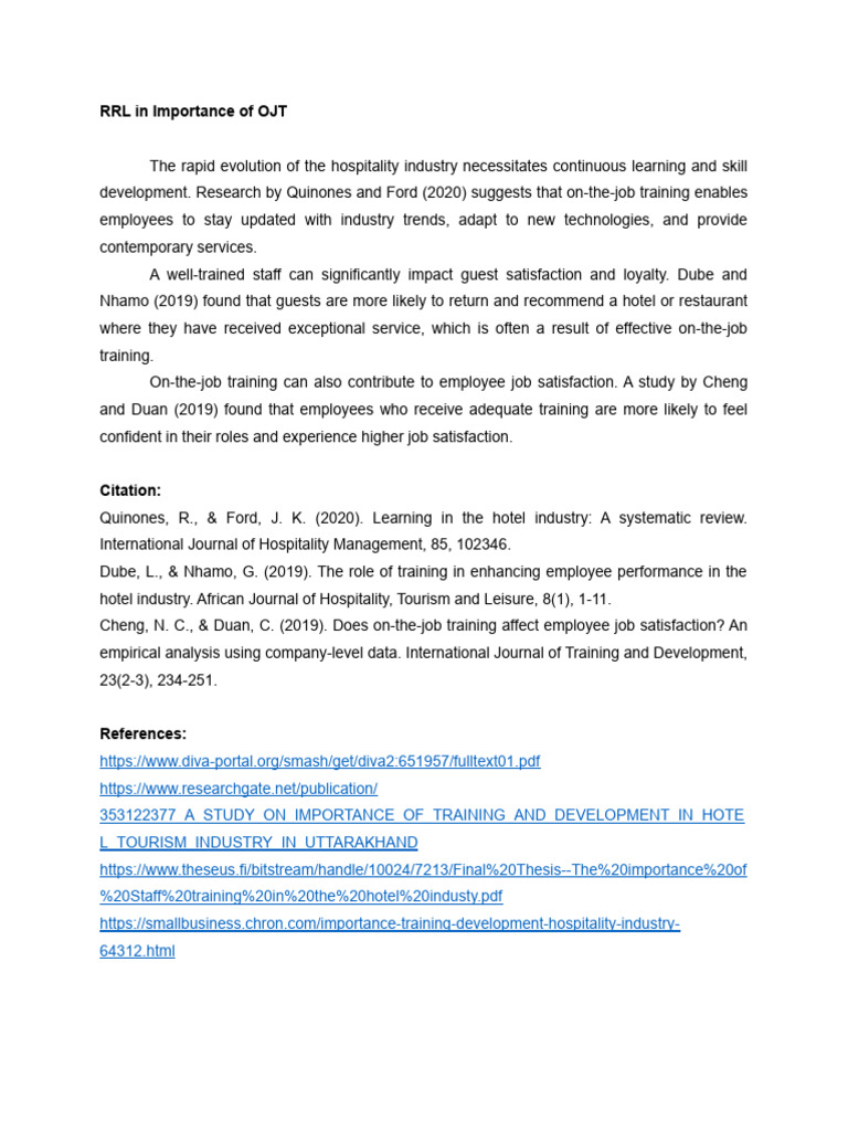 RRL & RRS in Importance of OJT | PDF | Internship | Job Hunting