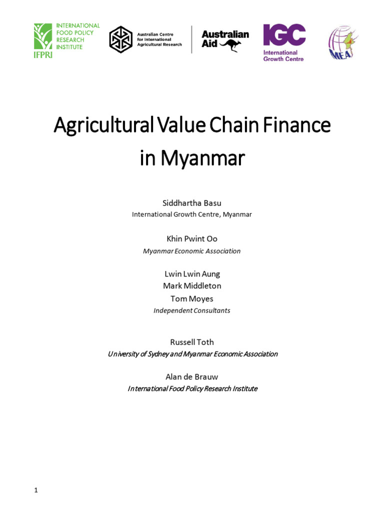 Agricultural Value Chain Finance in Myanmar - 0 | PDF | Insurance | Smallholding