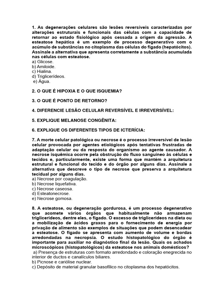 Lesões Celulares Reversíveis e Necrose | PDF | Necrose | Patologia