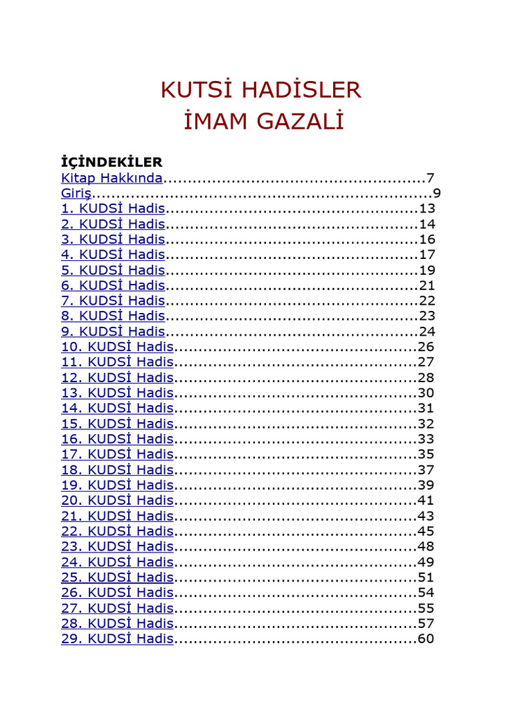 1-Kudsi-Hadisler-İmam-Gazali | PDF