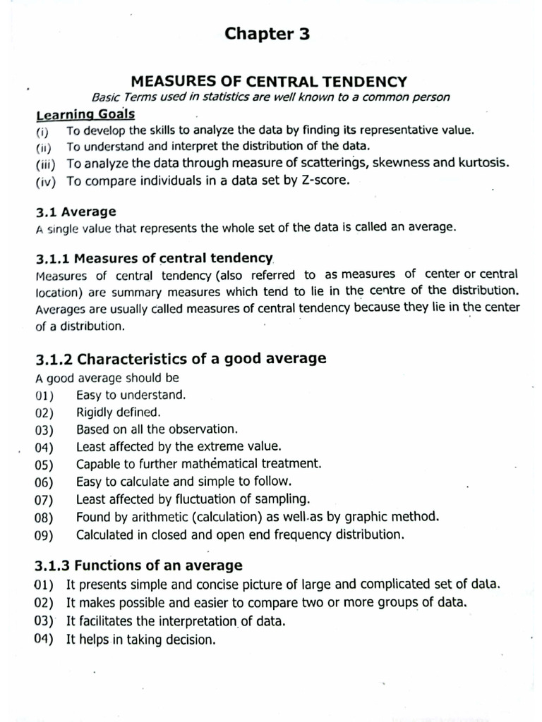 Ch#3~Measures of Central Tendency | PDF