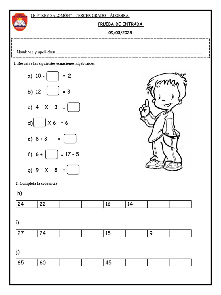 Pruebas De Matemáticas Tercer Grado Pdf