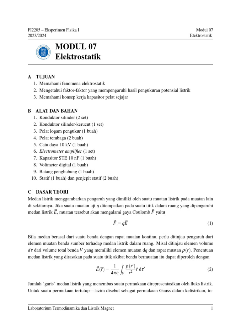 Modul 07 - Elektrostatik | PDF
