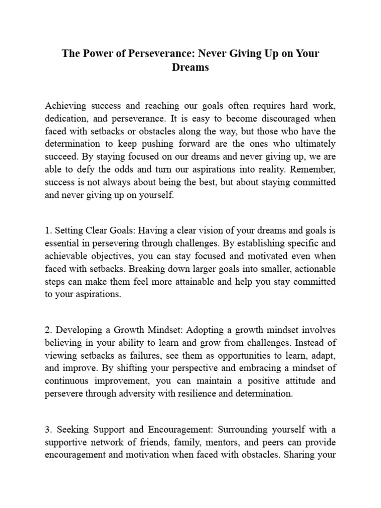 The Power of Perseverance | PDF | Psychological Resilience | Motivational