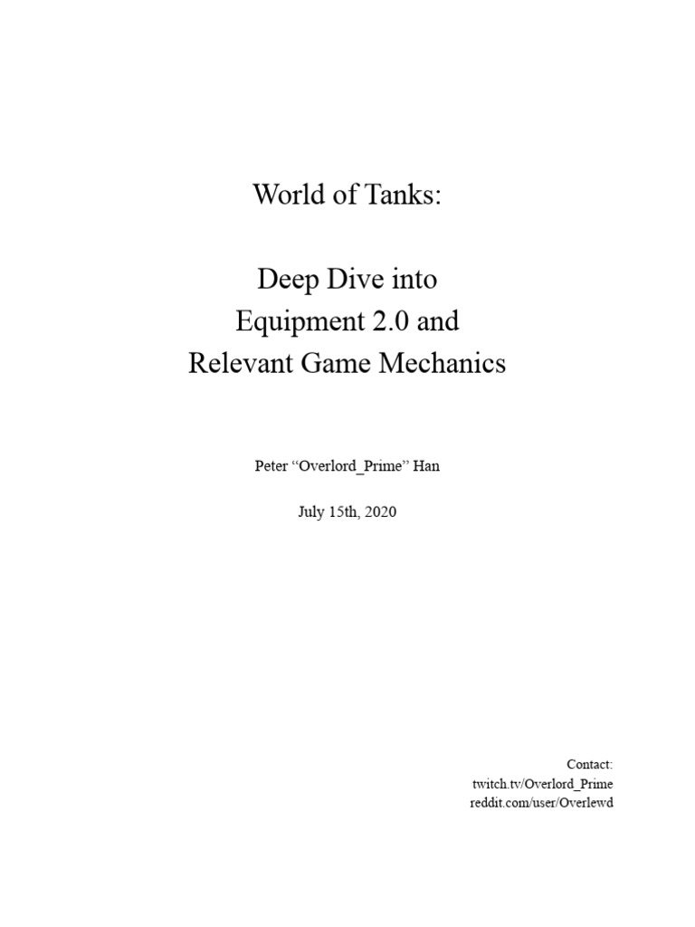 Deep Dive Into Equipment 2.0 WoT | PDF | Tanks | Gun Turret