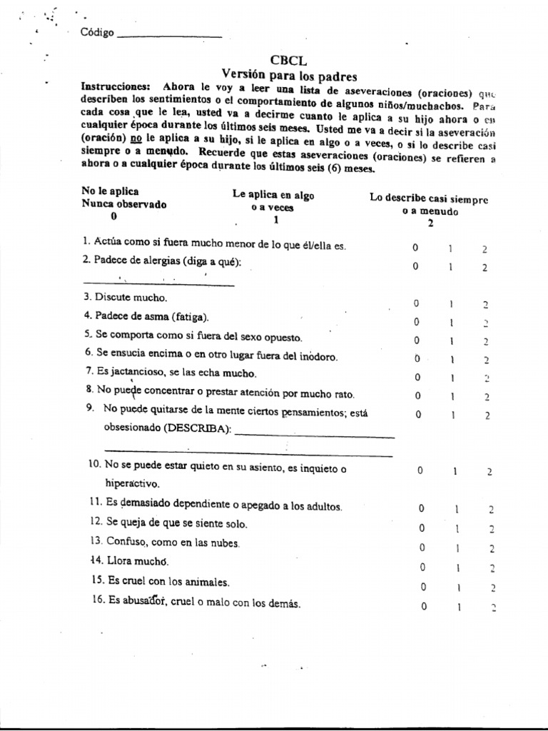 Instrumento CBCL | PDF