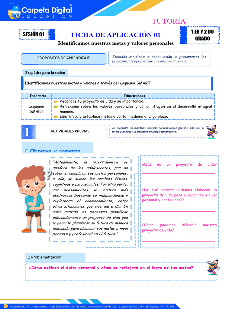 1° y 2°_FICHA_DE_APLICACIÓN-SESIÓN1-SEM.1-EXP.7-TUTORÍA | PDF | Aprendizaje | Desarrollo personal
