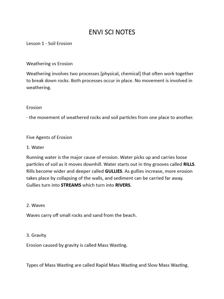 Envi Sci Notes | PDF | Atmosphere Of Earth | Erosion