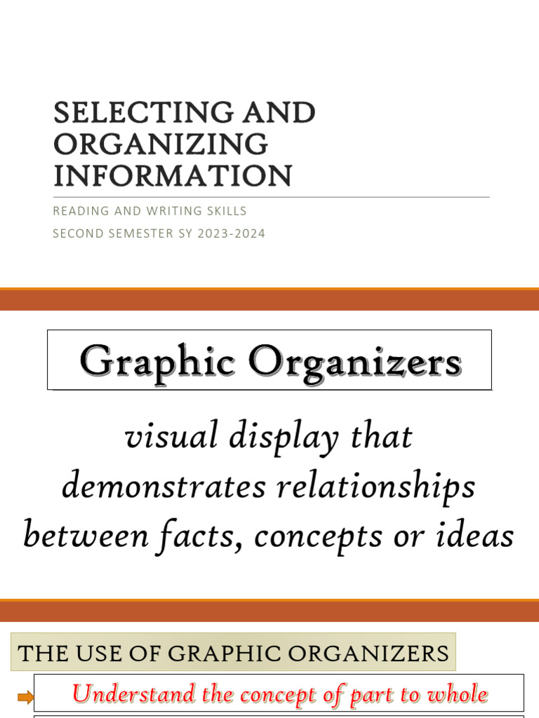 Lesson 3 Selecting and Organizing Information Graphic Organizers | PDF