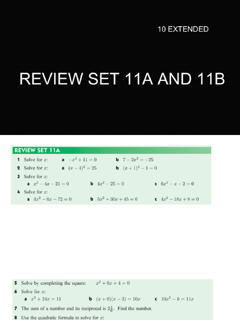 10 Extended Review Set 11 A and B | PDF