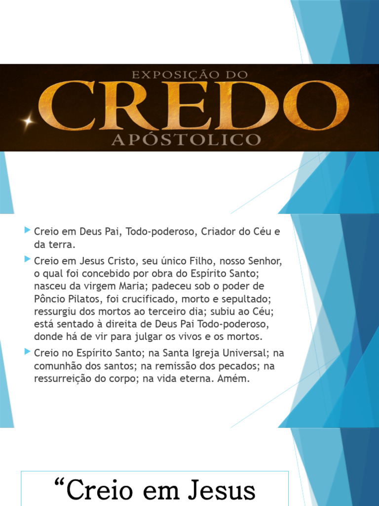 Credo Apostólico - Aula 2 | PDF | Jesus | Deus
