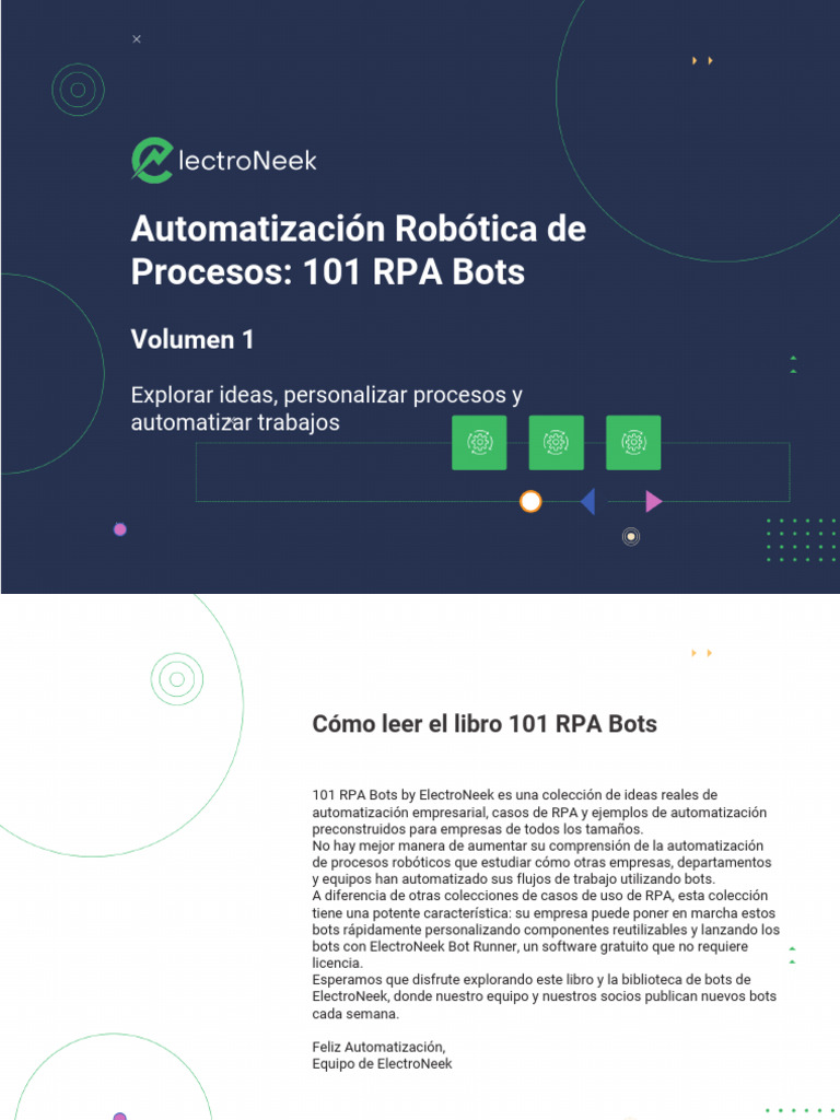 101 RPA Bots by ElectroNeek - Volume 1 - SPANISH | PDF | Internet Bot | Libros rápidos