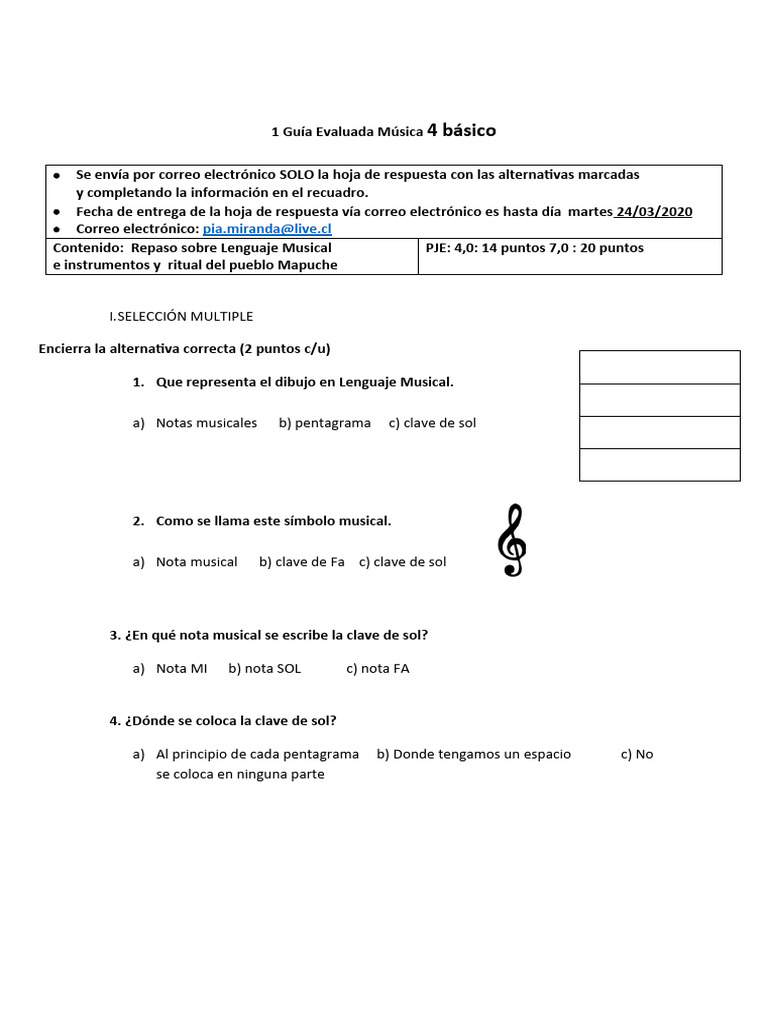Guía de Música para Primaria 4° Básico | PDF