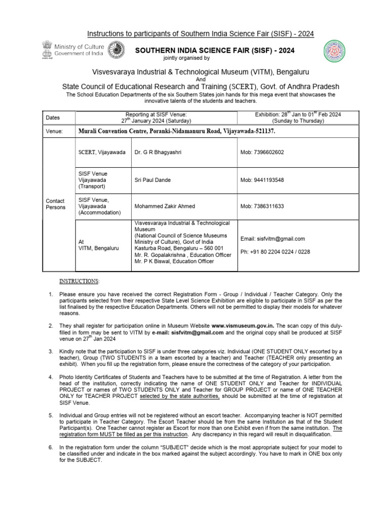 Instructions SISF2024 | PDF