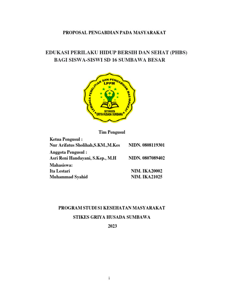 Proposal Pengabmas PHBS SD 16 | PDF