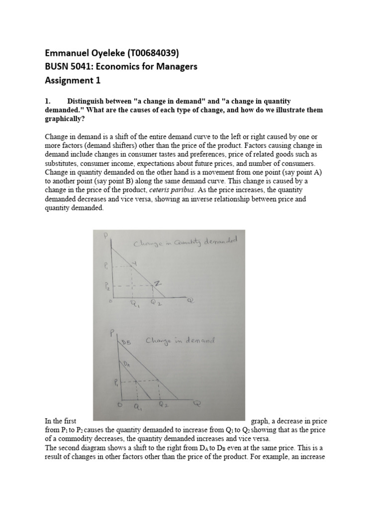 Economics Assignment 1 | PDF | Elasticity (Economics) | Demand