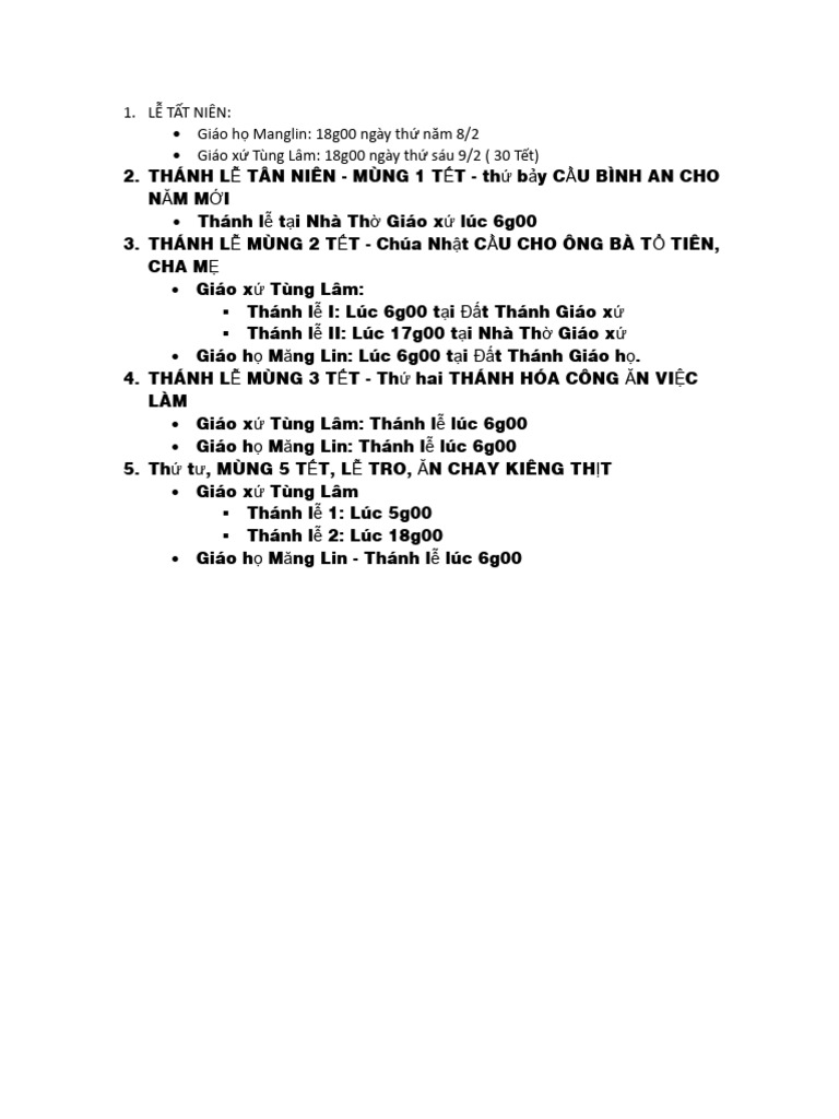 Lich Phung Vu 2024 | PDF