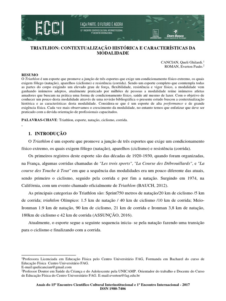 Triathlon: História e Características Essenciais | PDF | Triatlo ...