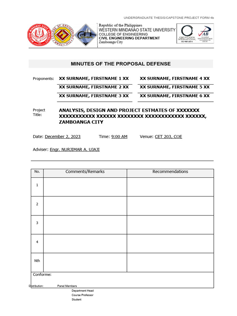 COE-CE-EXT CAP 10 FORM 4b Minutes of The Proposal Defense-Member | PDF ...