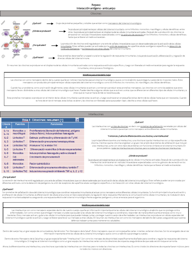 Citocinas_Interleucinas_RepasoIAA | PDF | Sistema inmune | Citocina