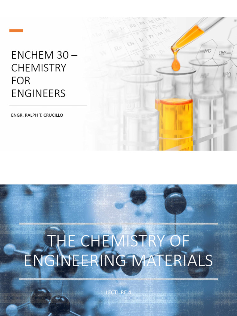Lecture 4 - Chemistry of Engineering Materials | PDF | Materials Science | Fiberglass