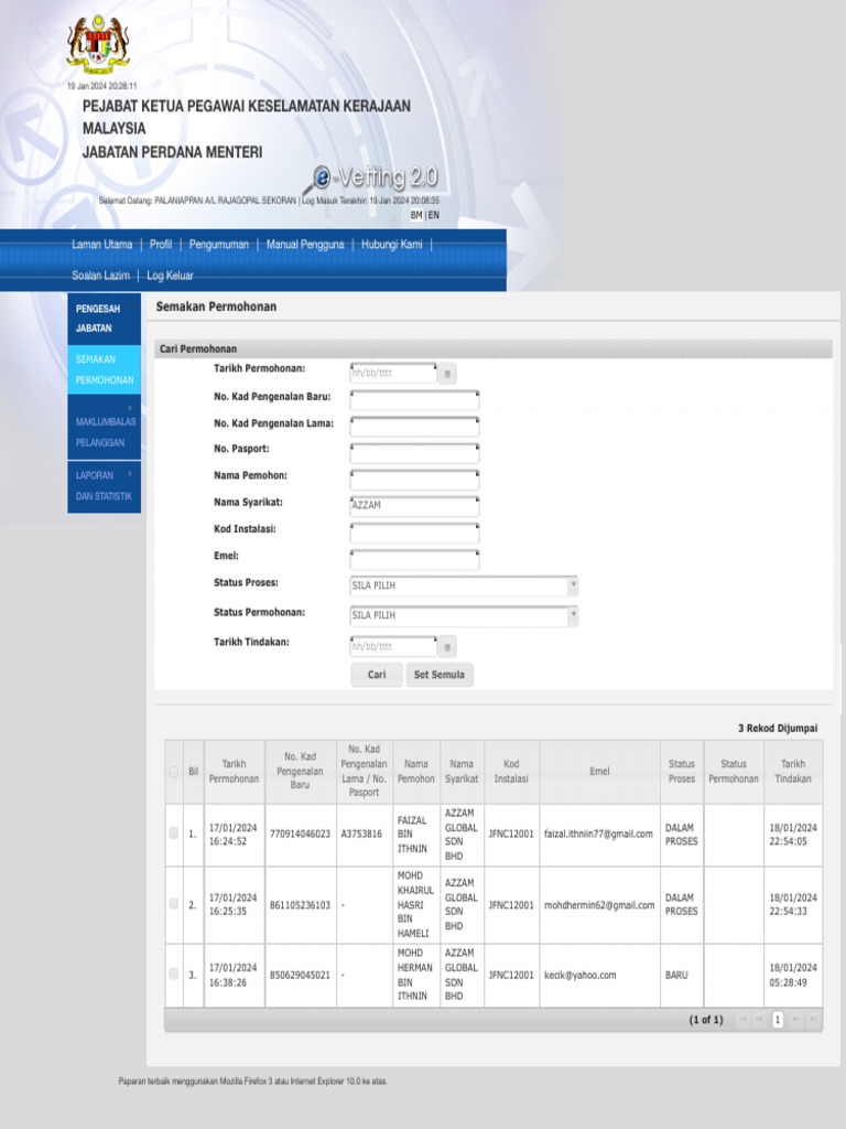 CGSO E-Vetting (Bahasa Malaysia) | PDF