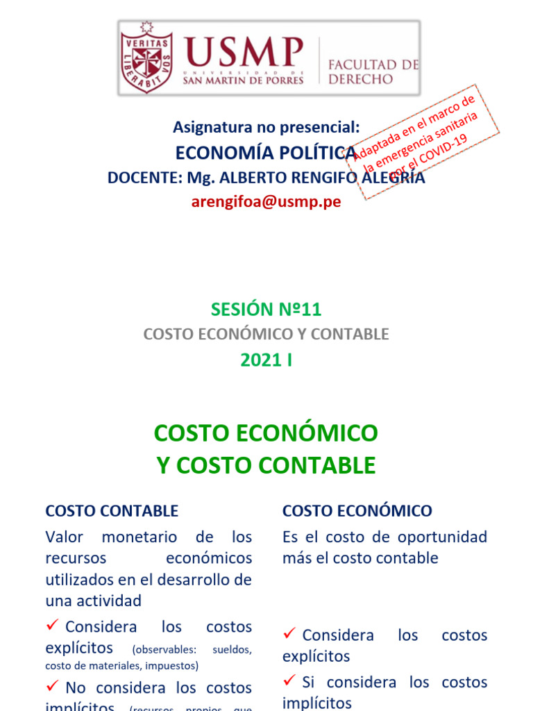 Sesión 11 - Costo Económico y Contable | PDF | Contabilidad | Costo