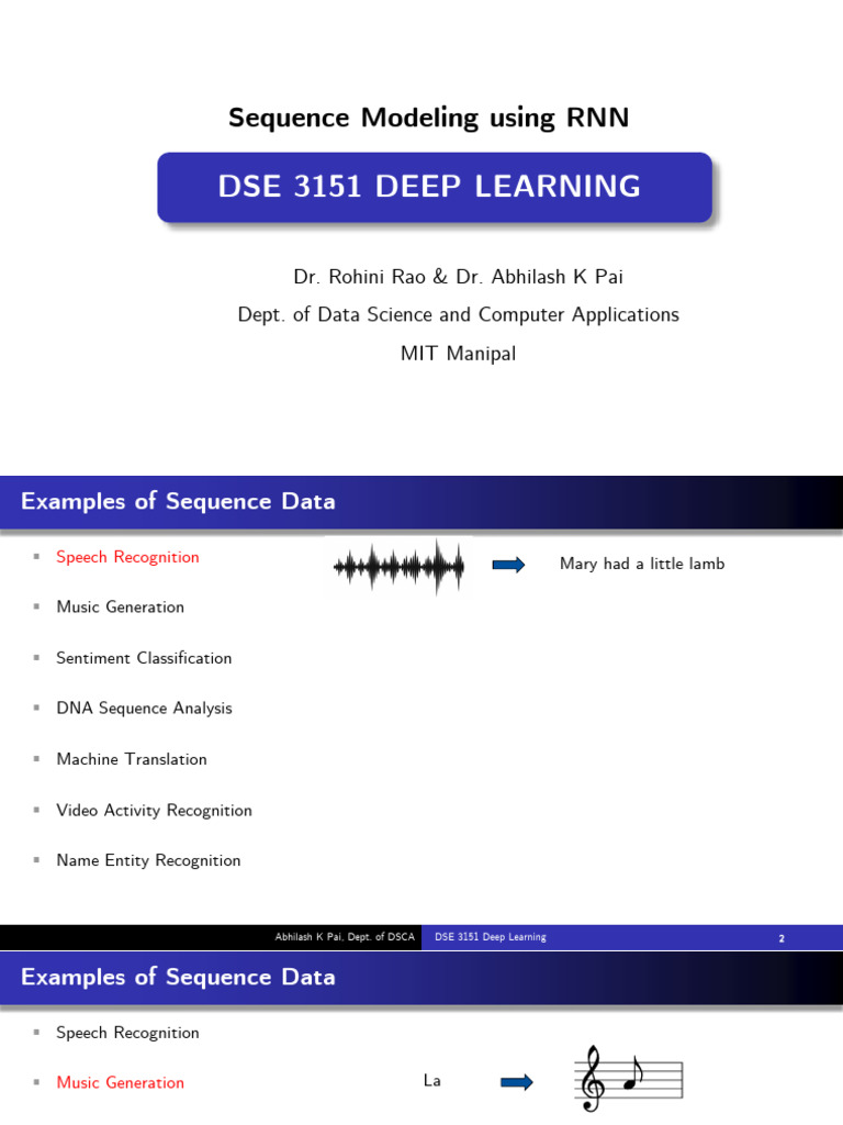 Dse 3151 Slide RNN | PDF | Deep Learning | Artificial Neural Network