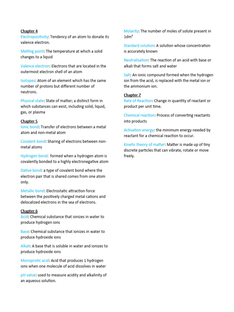 Chemistry List f4 f5 | Download Free PDF | Chemical Bond | Ion
