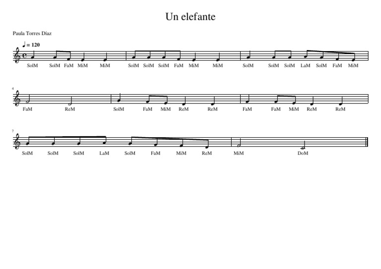 Partitura de "Un Elefante" | PDF