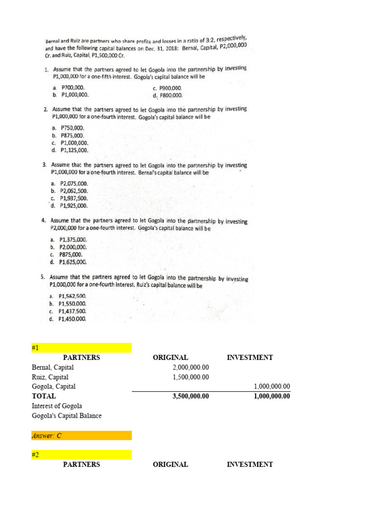 Partnership Dissolution Quiz Answer | PDF | Interest | Financial Services
