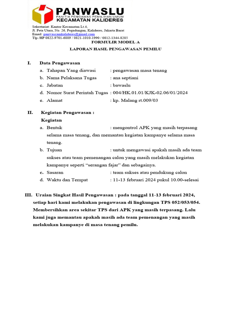 FORMULIR - MODEL - A - TEMPLATE - Docx 2 | PDF