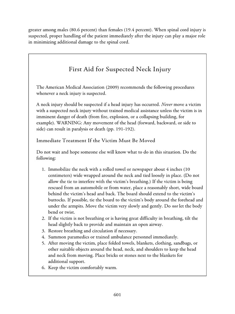 First Aid For Suspected Neck Injury | PDF | Scoliosis | Vertebral Column