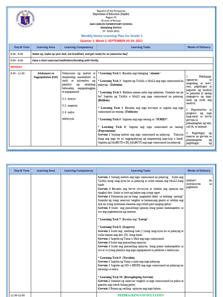 Grade 5-Whlp-Q1-W2-All-Subjects | PDF