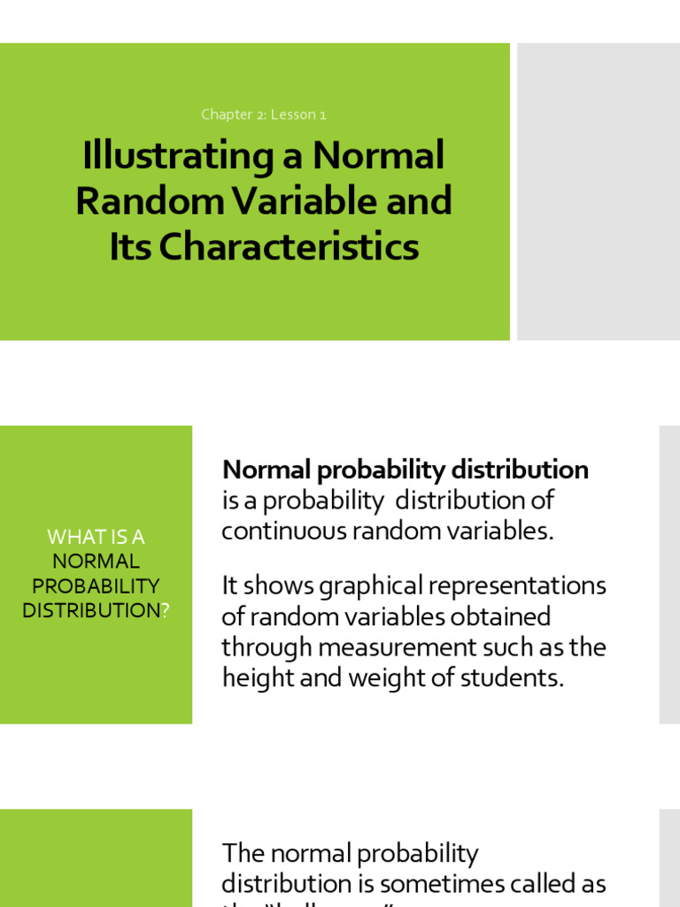 Chapter 2 - Lesson 1 - Illustrating A Normal Probability Distribution and Its Properties | PDF ...