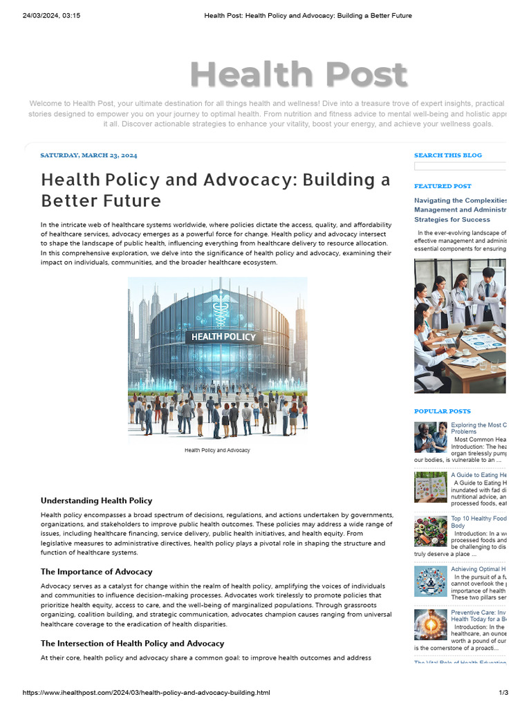 Health Policy and Advocacy Insights | PDF | Health Policy | Health Equity