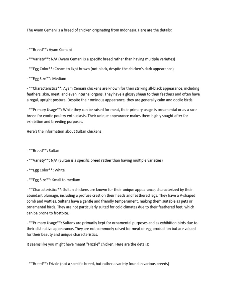 Breeds of Chicken | PDF | Chicken | Birds