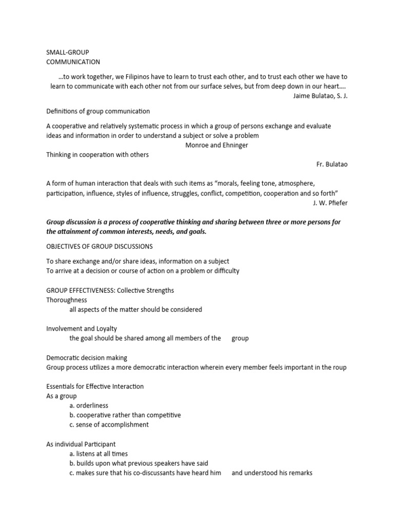 SMALL Group Comm Lecture | PDF | Expert | Communication