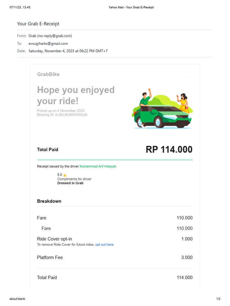 Yahoo Mail - Your Grab E-Receipt-2 | PDF
