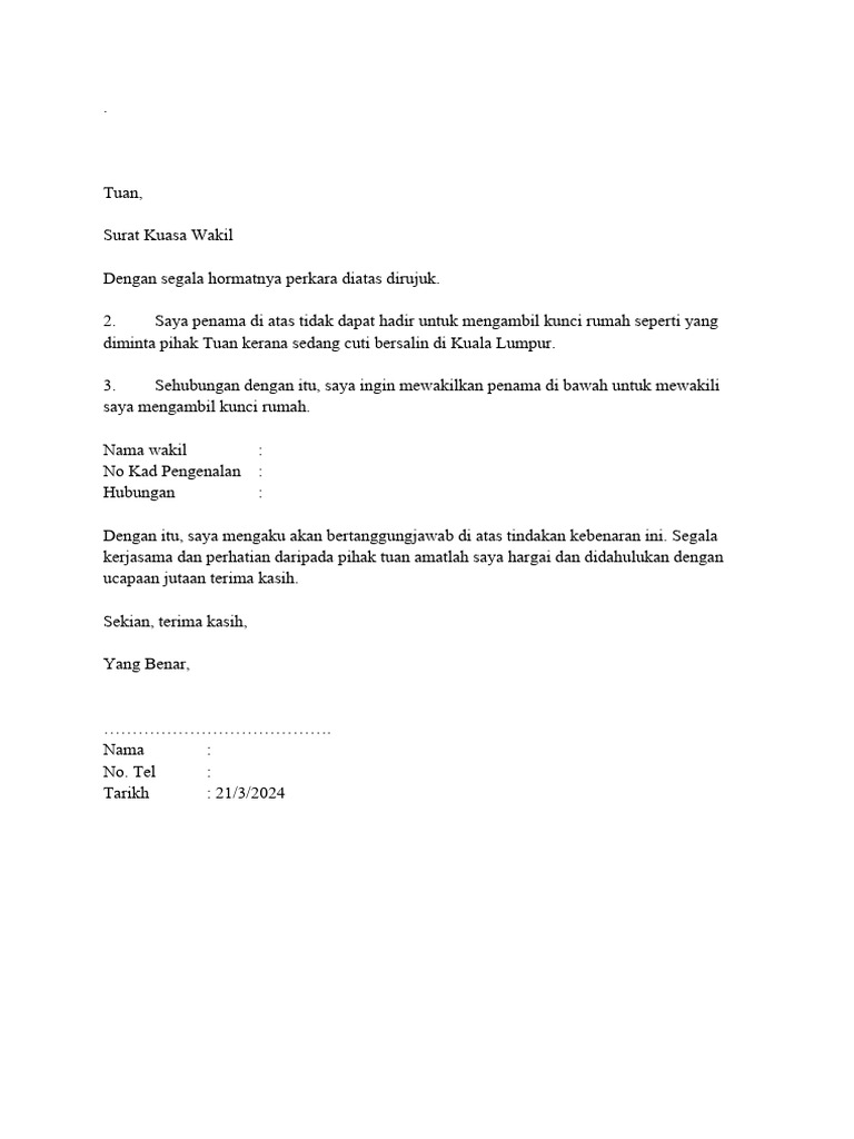 Surat Wakil Kuasa 2 | PDF