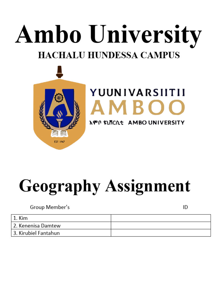 Ambo University Geography Assignment Final | PDF