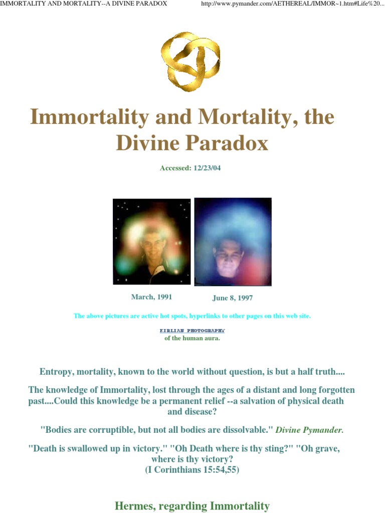 Immortality Mortality Divine Paradox | PDF | Immortality | Mind