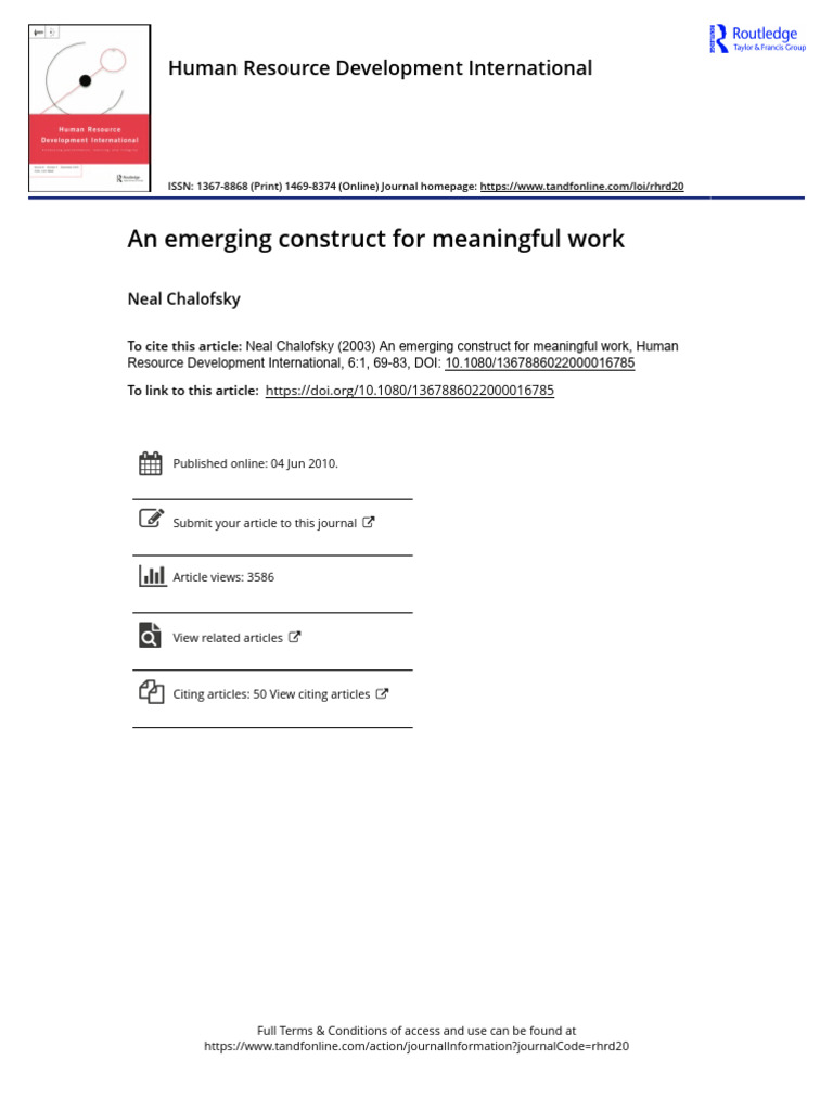 An Emerging Construct For Meaningful Work | PDF | Motivation | Motivational