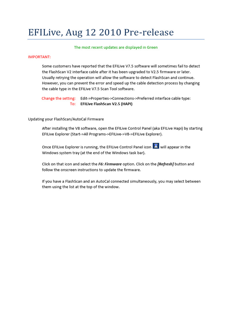 EFILive V7.5 & V8 Updates Guide | PDF | Auto Cad | Computer Data Storage